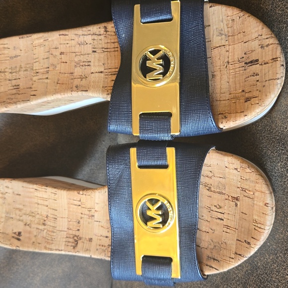 Michael Kors | Shoes | Mk Michael Kors Navy Blue Wedge Sandals | Poshmark